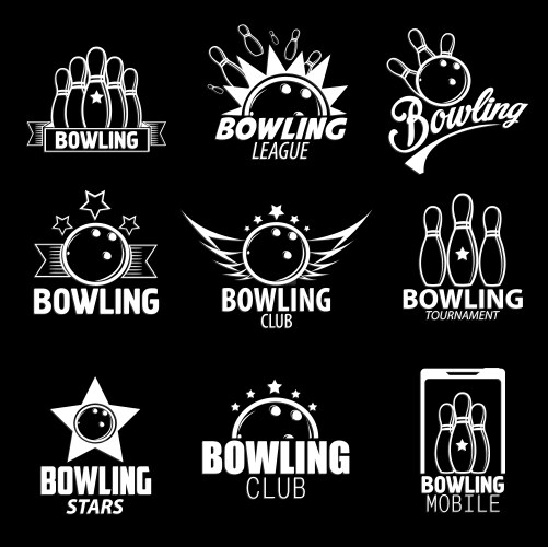 Bowling emblems labels badges and designed Vector Image