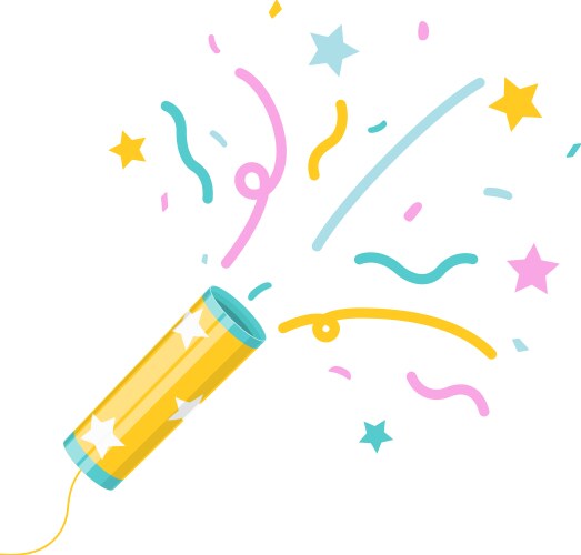 Birthday popper cone with confetti and ribbon Vector Image