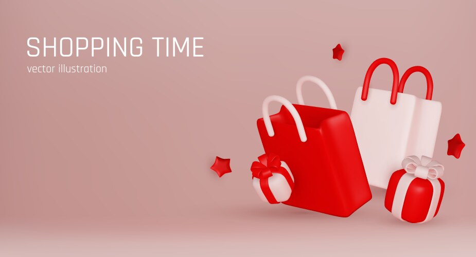 Great discount banner design with 3d gift box Vector Image