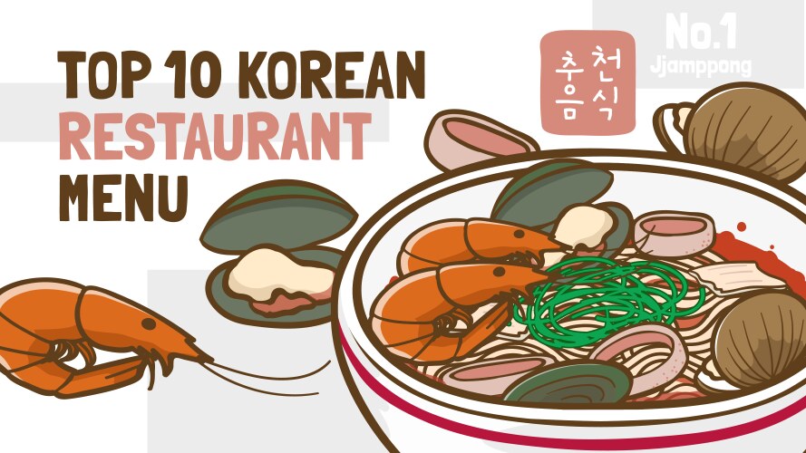 Hand drawn korean restaurant youtube thumbnail Vector Image