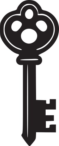 Vintage key black silhouette isolated on a white Vector Image
