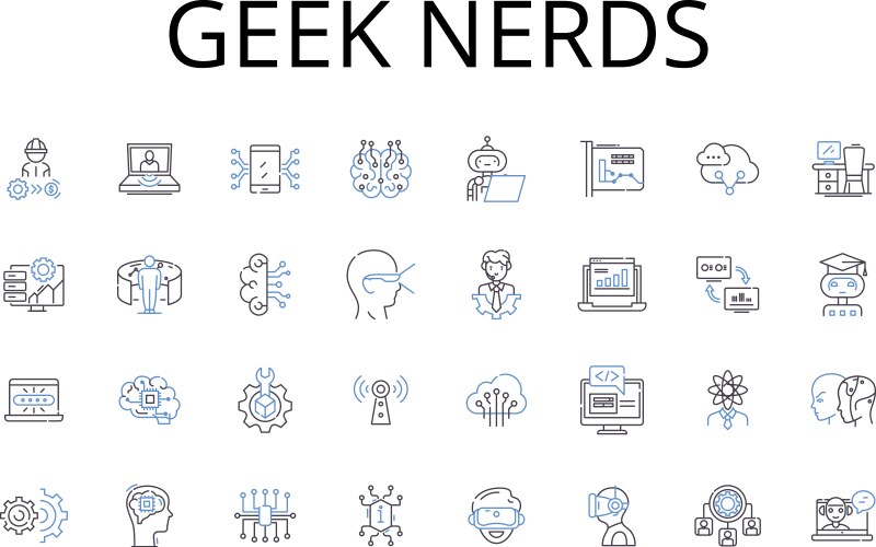 Geek nerds line icons collection brainiacs Vector Image Geek nerds line icons collection brainiacs Vector Image