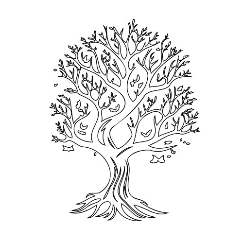 Haunted tree outline sketch Royalty Free Vector Image