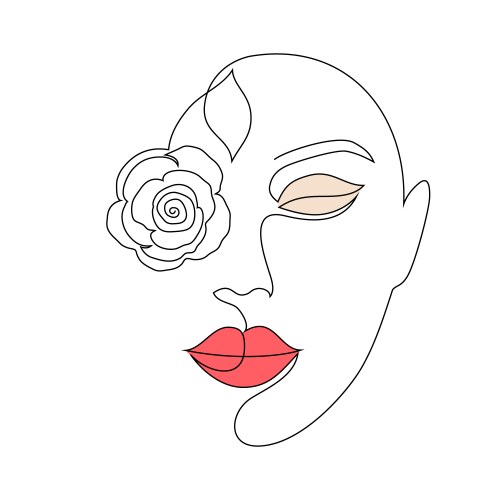 Minimal woman face and geometric shapes Royalty Free Vector