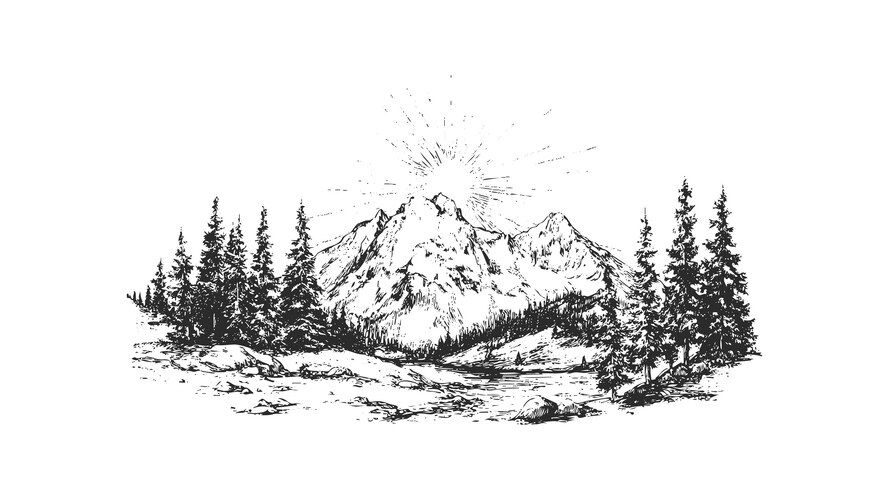A mountain with halftone stipple effect – Royalty-Free Vector | VectorStock