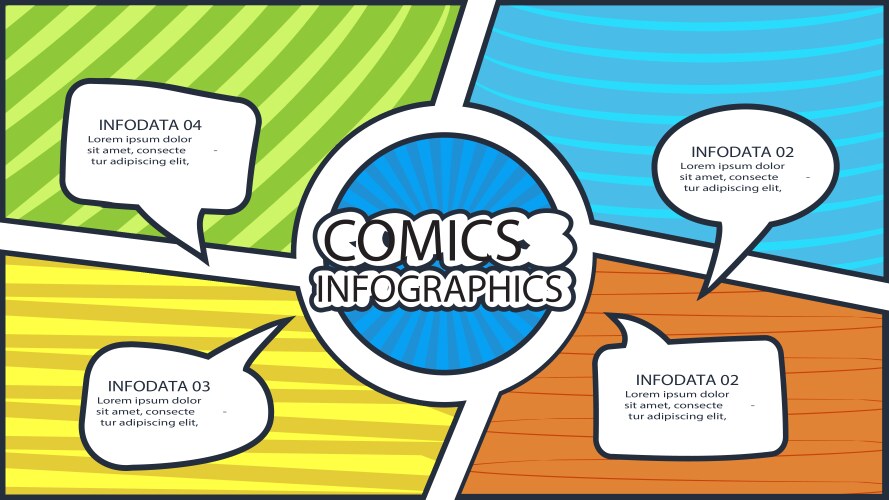 Comics infographic with 4 steps options parts Vector Image