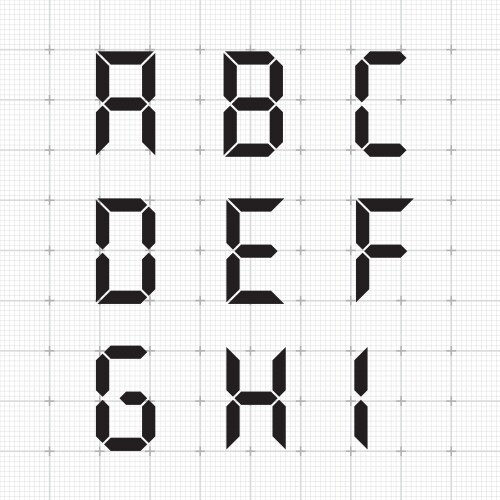 Digital numbers set number font text Royalty Free Vector