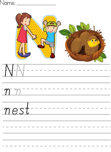 Letter e tracing alphabet worksheets Royalty Free Vector