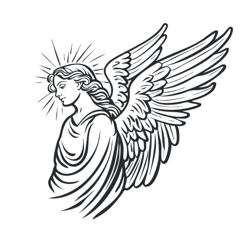 Guardian Angel Line Drawing