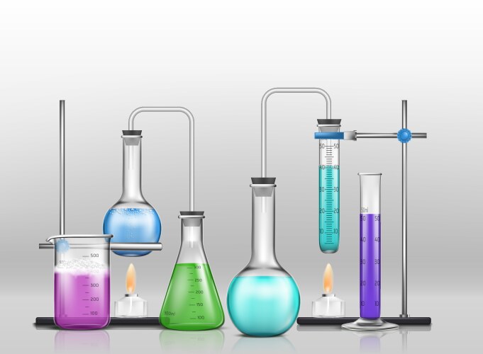 Chemistry tools cartoon chemical laboratory Vector Image