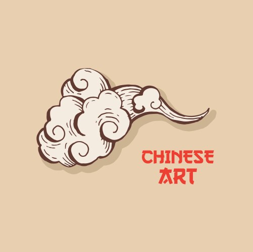 Chinese clouds and wind blows set isolated Vector Image