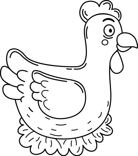 Hen outline white on background Royalty Free Vector Image