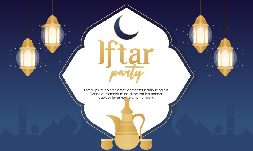 Iftar party celebration concept flyer Royalty Free Vector