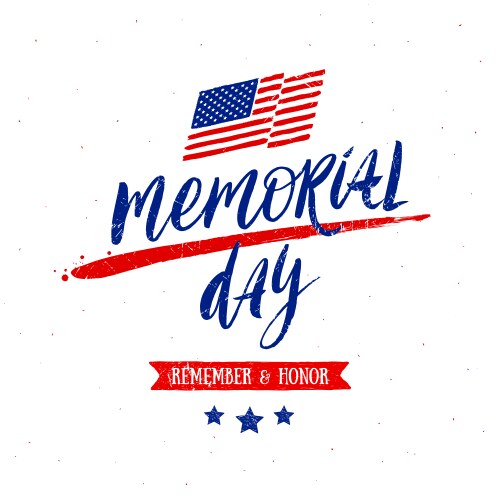 Memorial day handwritten lettering Royalty Free Vector Image
