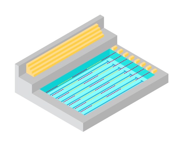 Swimming pool indoor isometric composition Vector Image