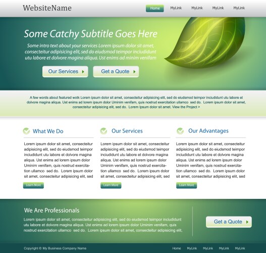 Website design template with green tree Royalty Free Vector