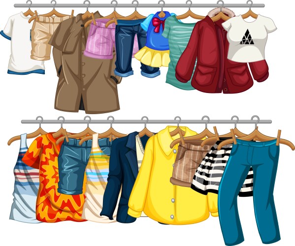 Many clothes in wardrobe Royalty Free Vector Image