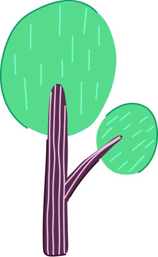 Simple tree doodle flat cartoon Royalty Free Vector Image