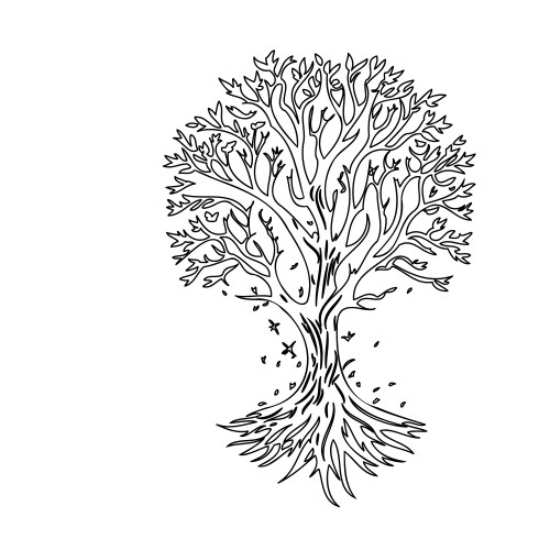 Haunted tree outline sketch green Royalty Free Vector Image