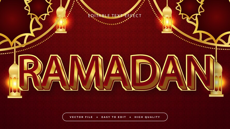 Blue orange and gold quran 3d editable text Vector Image