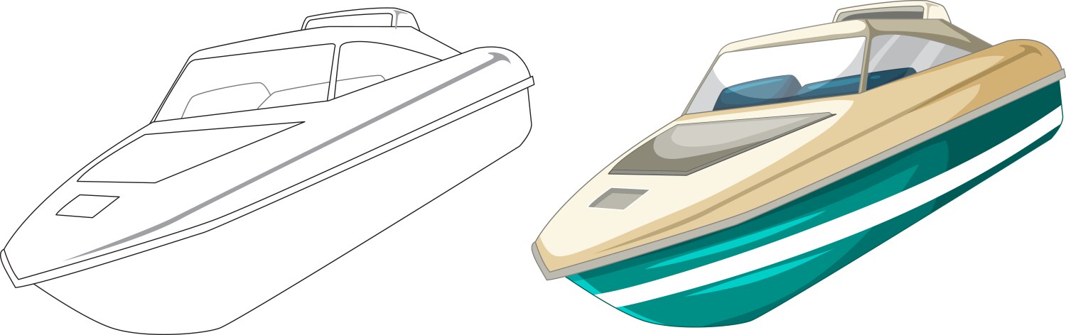 Colorful of two speedboats Royalty Free Vector Image