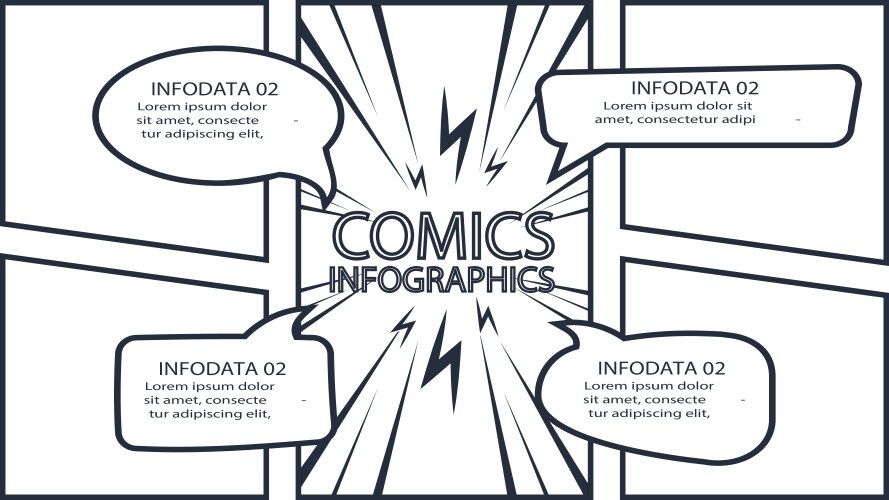 Comics infographic with 8 steps options parts Vector Image