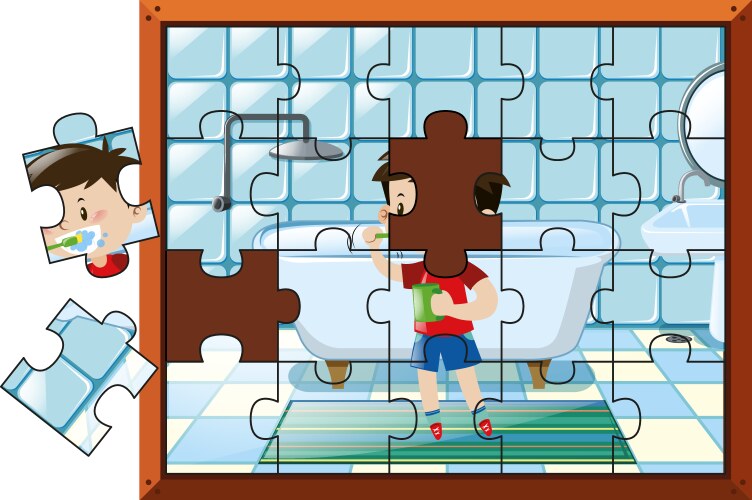 Little boy brushing his teeth Royalty Free Vector Image