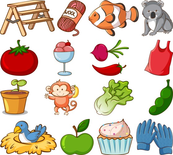 Large set different objects Royalty Free Vector Image