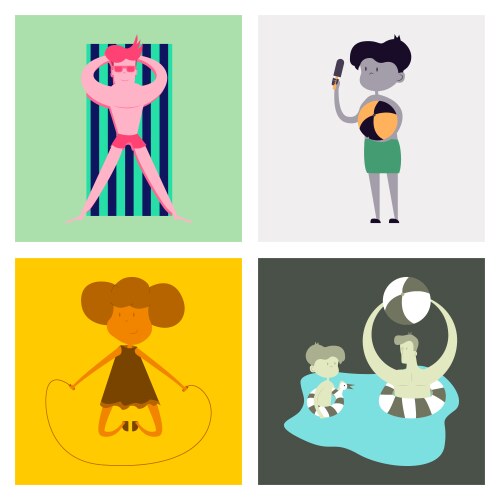 Pool party summer water activities scene Vector Image