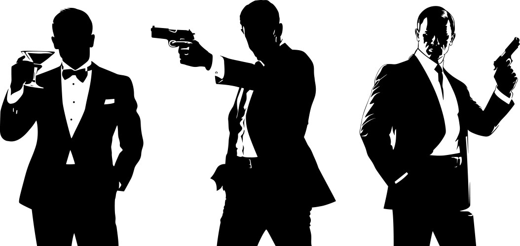 Bond themed of a shooting man Royalty Free Vector Image