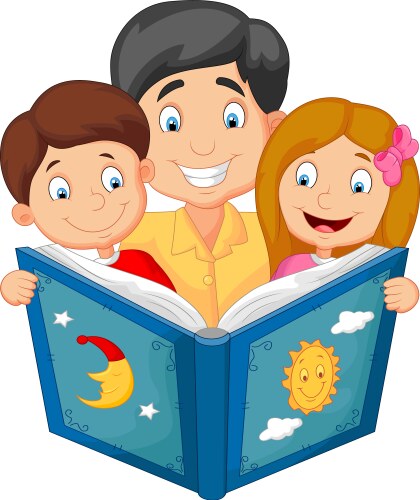 Cartoon happy family father holding son Royalty Free Vector