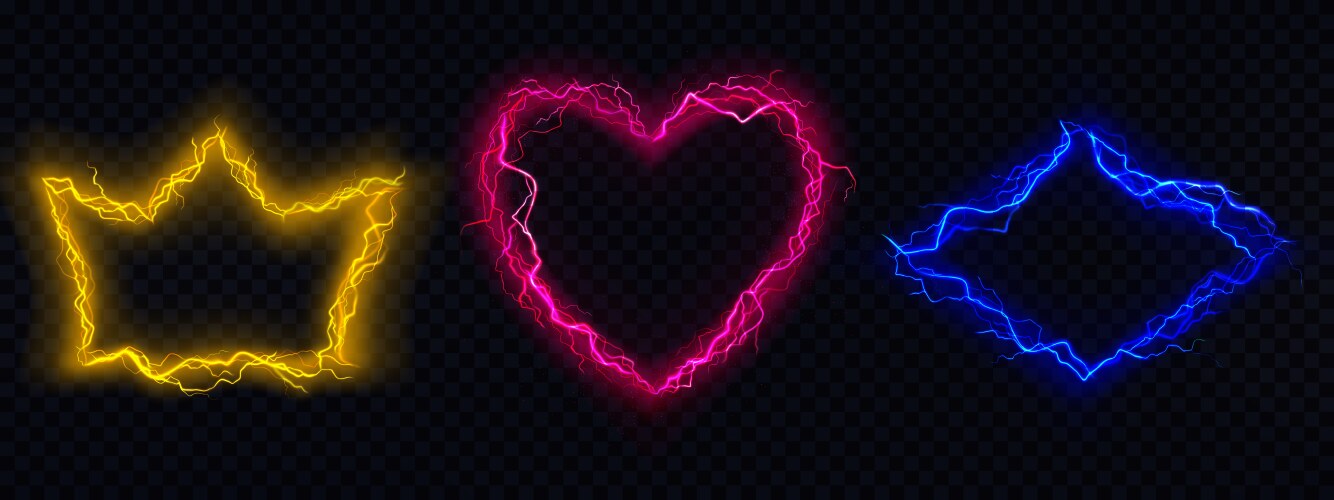 Lightning frames blue electric borders set Vector Image