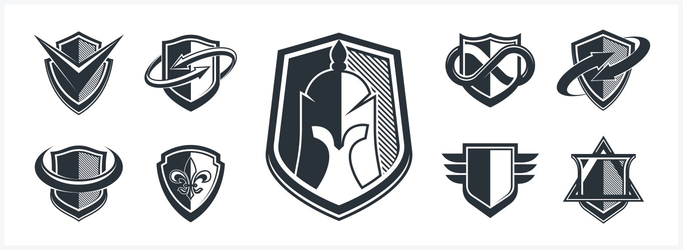 Classic shields shapes set with different Vector Image