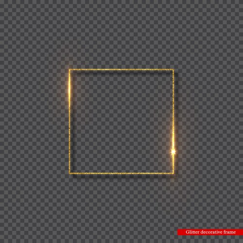 Golden neon frame on transparent background Vector Image