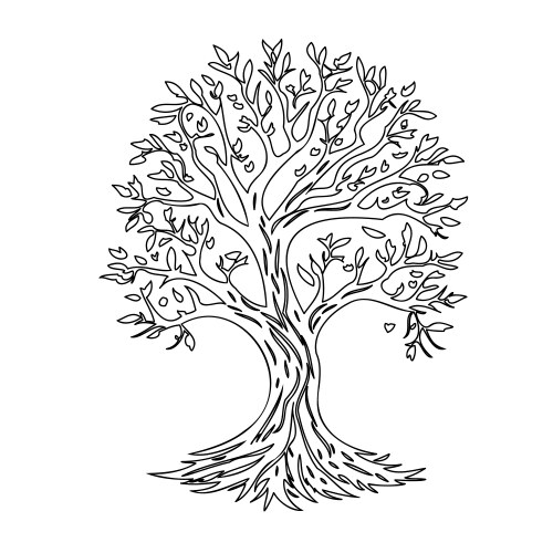 Haunted tree outline sketch Royalty Free Vector Image