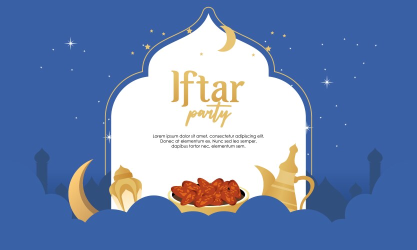 Iftar party celebration concept flyer Royalty Free Vector