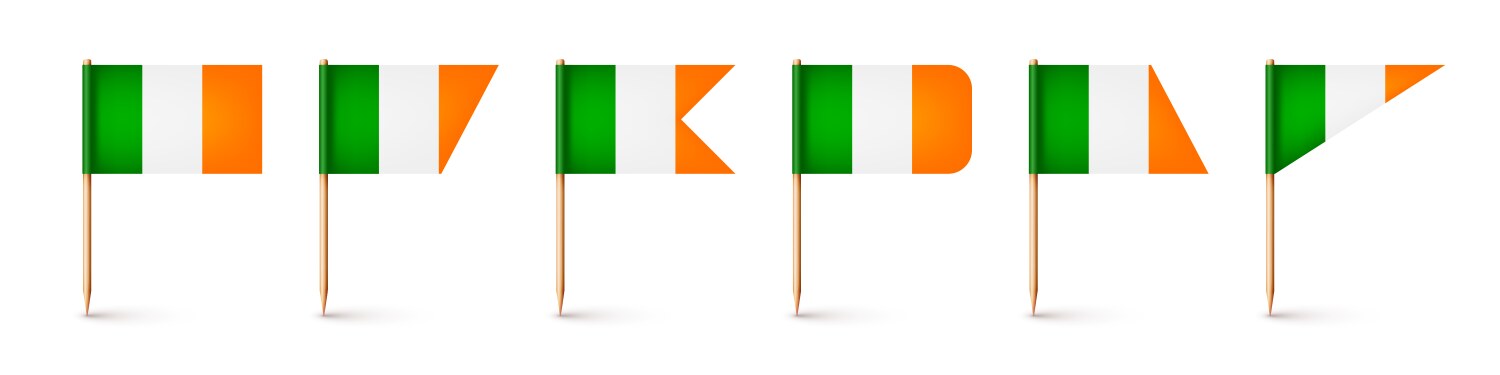 Realistic various irish toothpick flags souvenir Vector Image