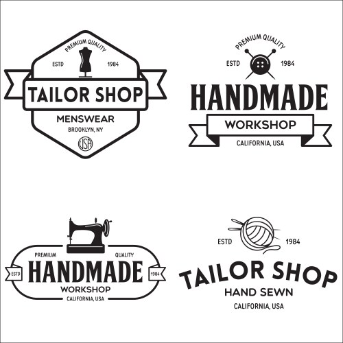Lettering logo set sewing embroidery theme Vector Image