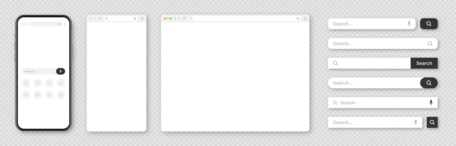 Blank transparent web browser window with toolbar Vector Image