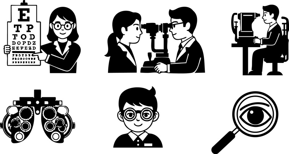 Eye Examination & Optometry Icons – Royalty-Free Vector | VectorStock