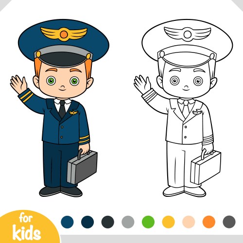 Coloring book for kids pilot Royalty Free Vector Image
