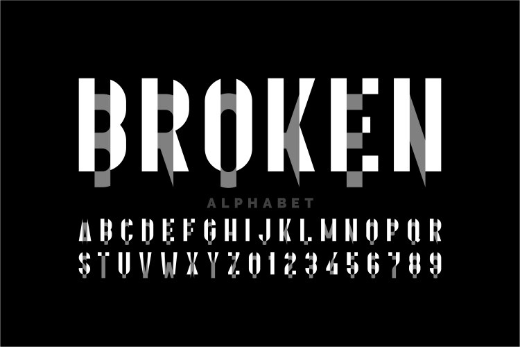 Damaged Font: Shattered Alphabet Royalty Free Vector Image