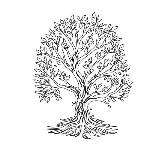 Haunted tree outline sketch Royalty Free Vector Image