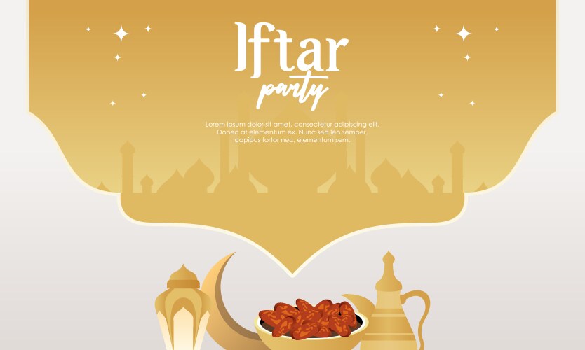 Iftar party celebration concept flyer Royalty Free Vector