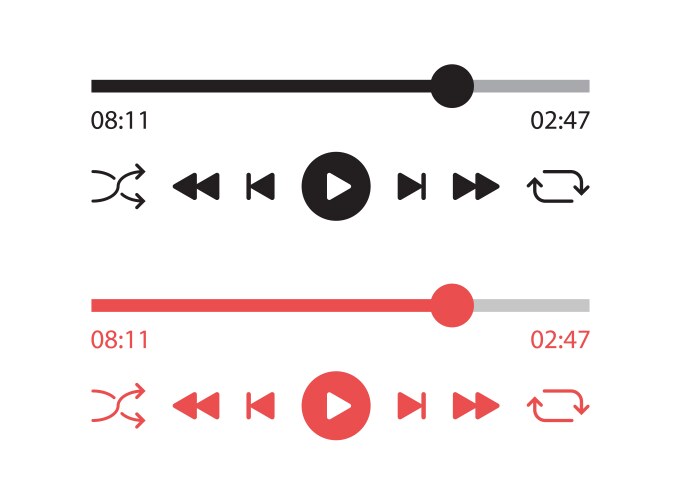 Play button icon in flat style music player Vector Image