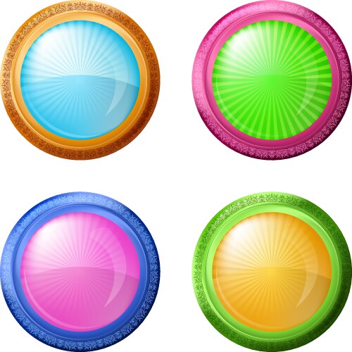 Buttons with gems set round Royalty Free Vector Image