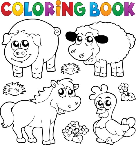 Coloring book pig theme 2 Royalty Free Vector Image