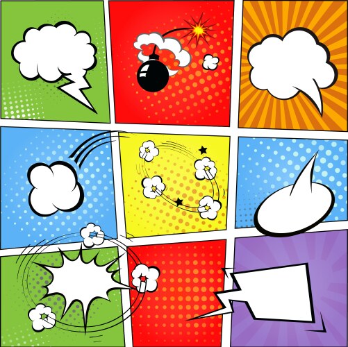 Cartoon comic backgrounds set speech bubble Vector Image