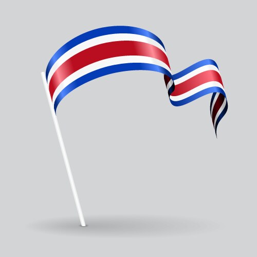 Costa rican flag wavy ribbon background Royalty Free Vector