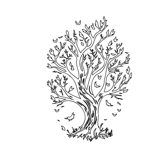 Haunted tree outline sketch Royalty Free Vector Image